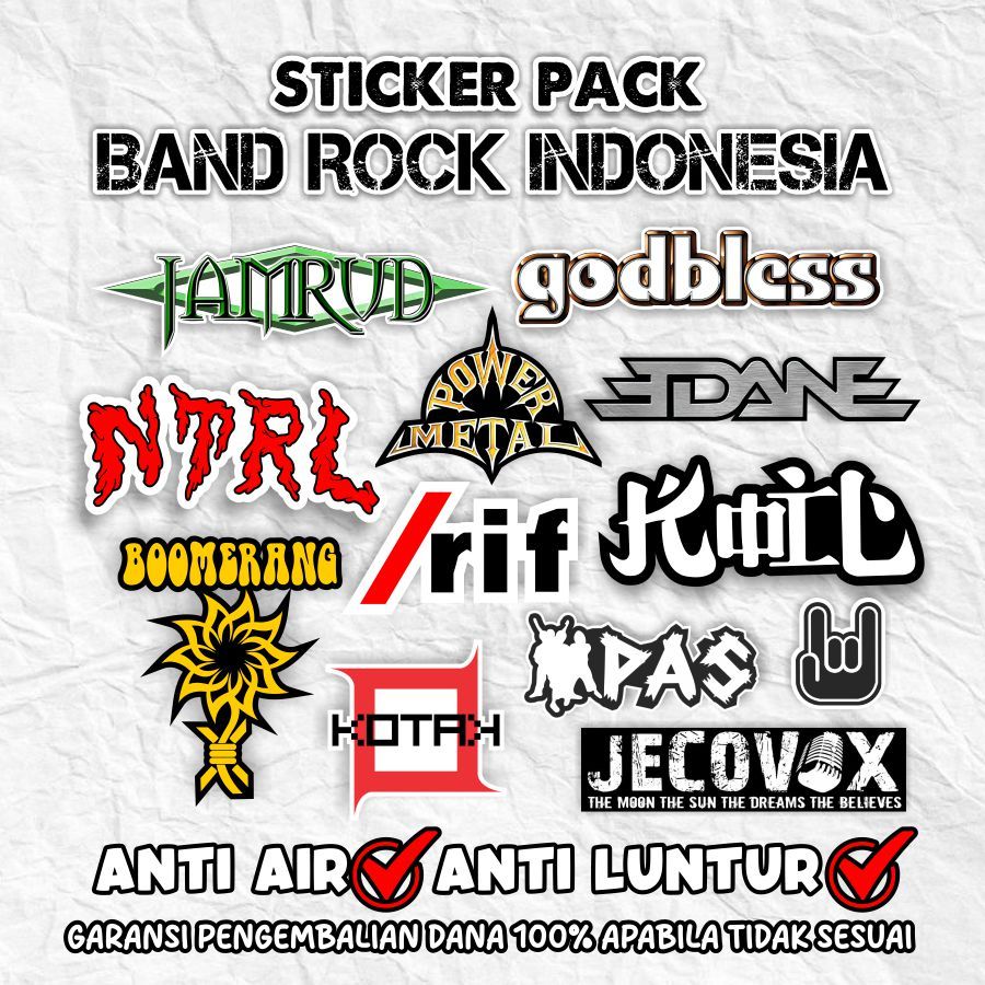 SyndicatMusicMerch Sticker Pack Band ROCK INDONESIA Already Cut | Rock ...