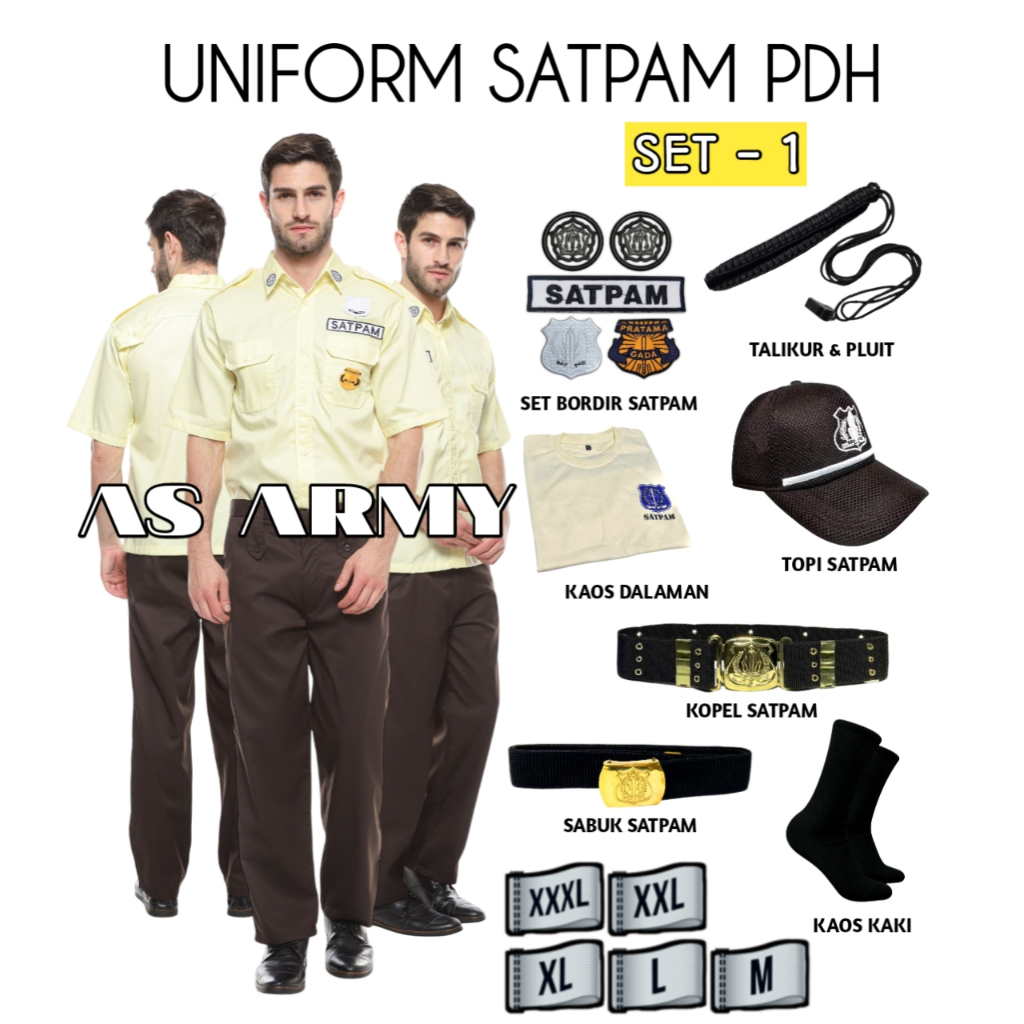 Complete Package of the Latest PDH PDL Satpam Security Uniforms, Cream ...