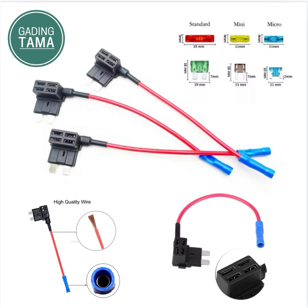 JUMPER Cable Fuse Tap STANDARD/MINI/MICRO Plug Fuse Jumper Connector ...