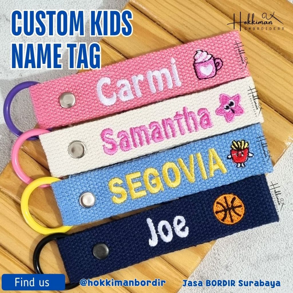 GANTUNGAN Custom Embroidered Children's Name Keychains Bag Keychains ...