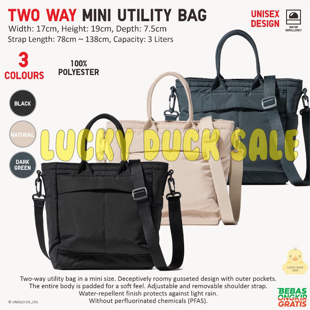 UNIQLO Two Way Mini Utility Bag Multipurpose Shoulder Bag 2 Way Small ...