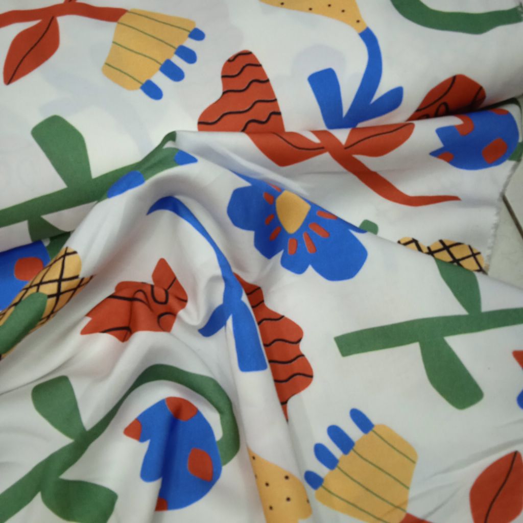 KATUN IMPORTED PREMIUM COTTON POPLINE SILK FABRIC WITH FLOWER MOTIF ...