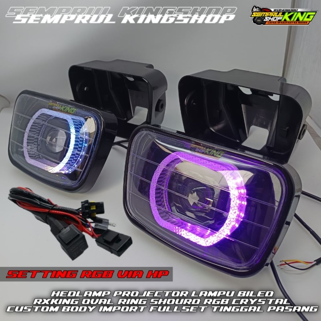 Headlamp Rx King Oval Biled Projector Ring Shroud Crystal RGB Setting ...