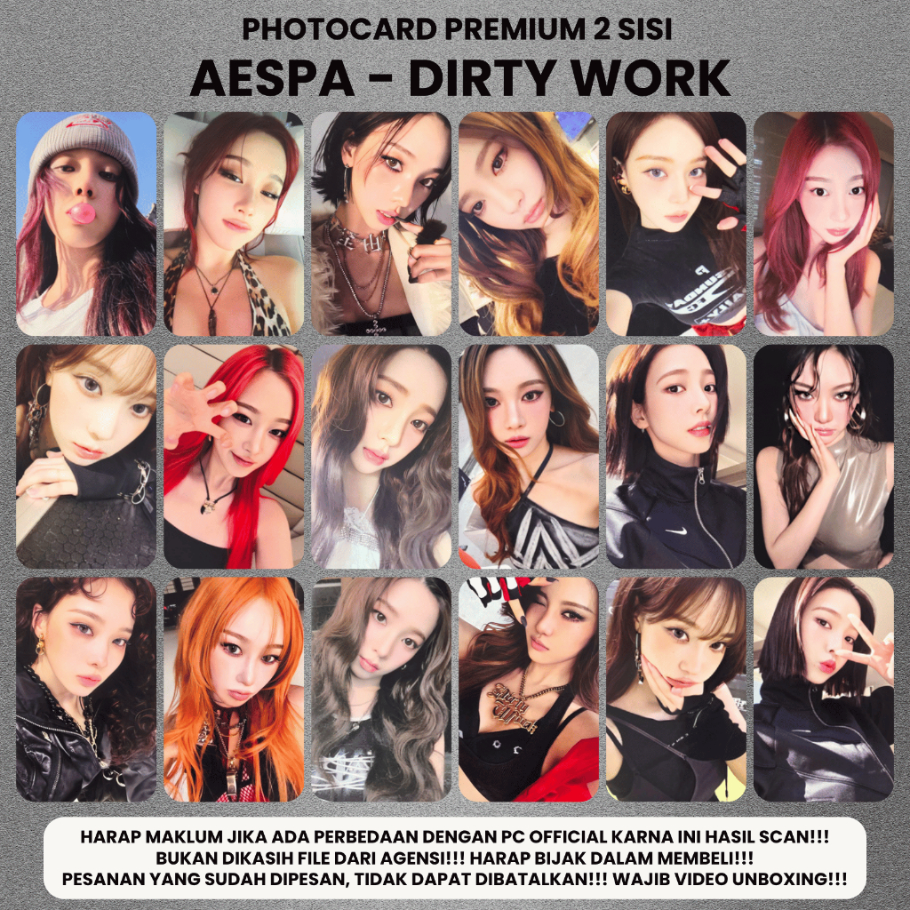 (CONTAINS 4 PCS) AE*SPA DIRTY WORK Photocard - AESPA PC 2 Sides Kpop Merch Cards | Shopee Malaysia