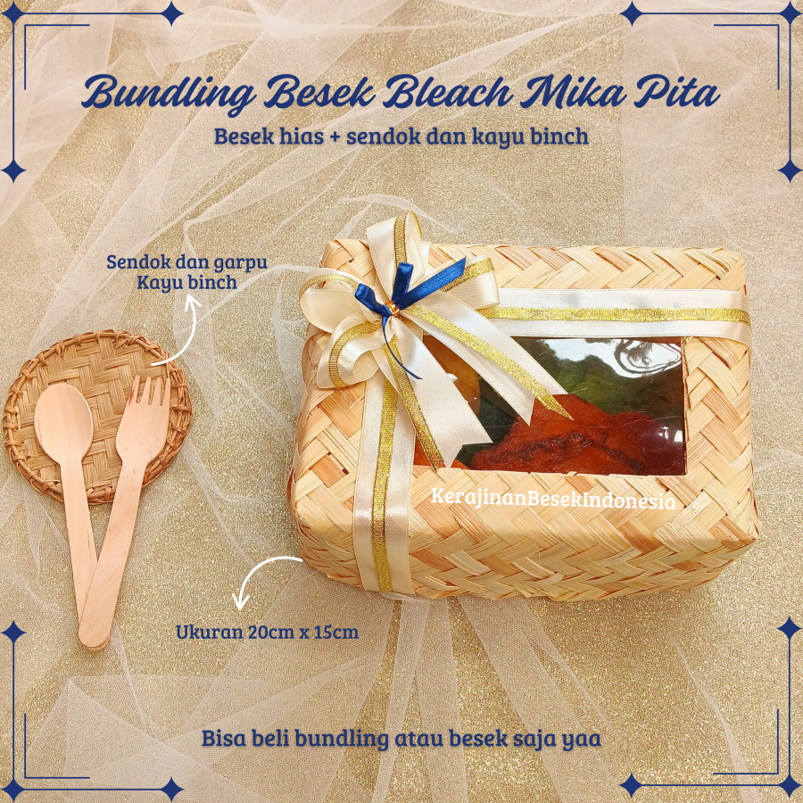 BUNDLING PAIR OF BESEK PP BLEACH MICA RIBBON & WOODEN SPOON FORK BINCH ...