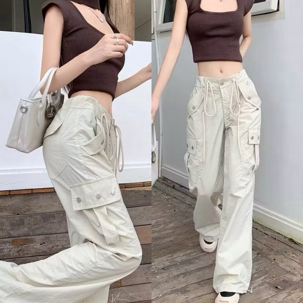 Lily Cargo Women's Highwaist Korean Style Pants - Premium Casual Loose ...