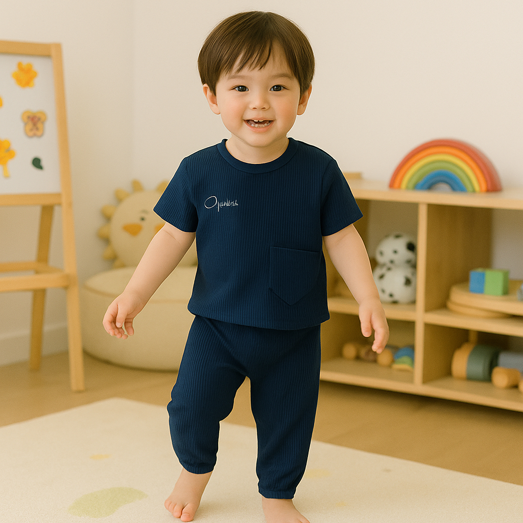 ALESHA - Sheo Rib Unisex Children's Suit Pajama Set for Children Aged 1 ...