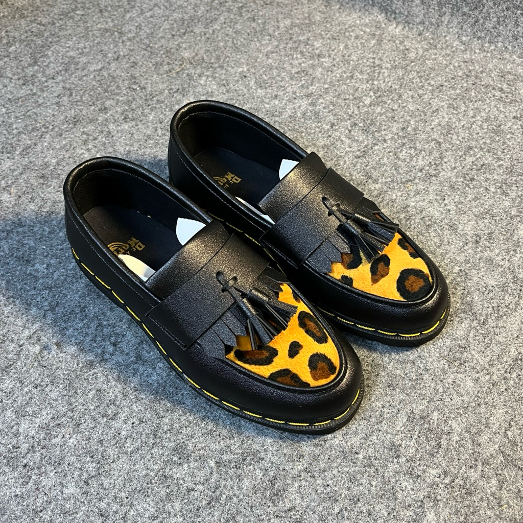 Docmart Penny Loafers Tassel Men's Black Leopard Print Loafers | Shopee ...