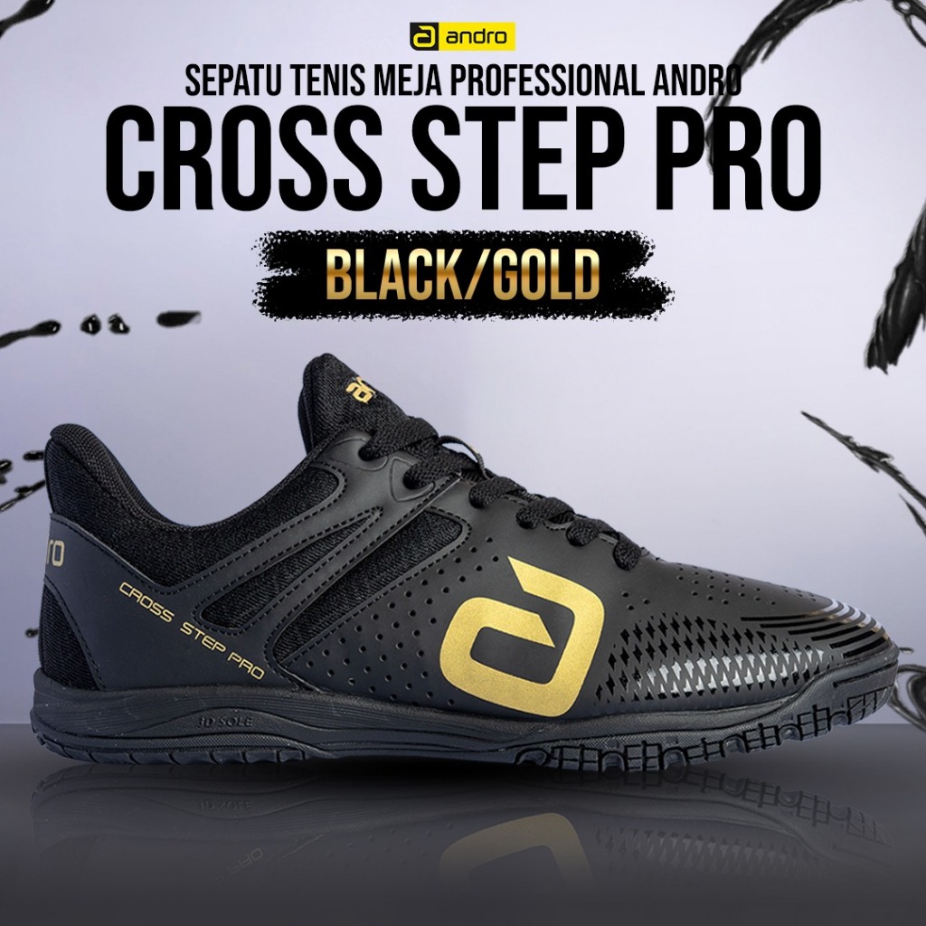 Original Andro Cross Step Pro Black Gold Table Tennis Pingpong Shoes ...