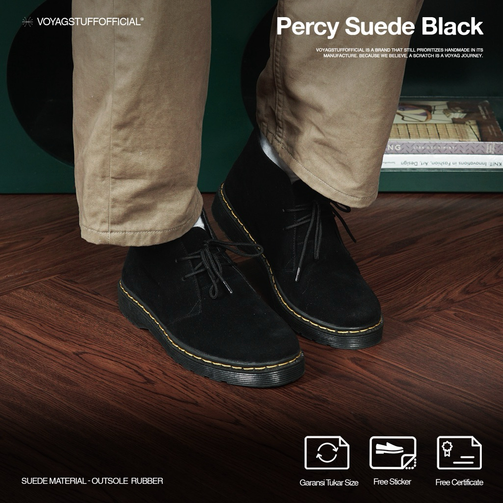 Voyagstuffofficial - Percy Boots 2Hole Suede Black Men | Shopee Malaysia