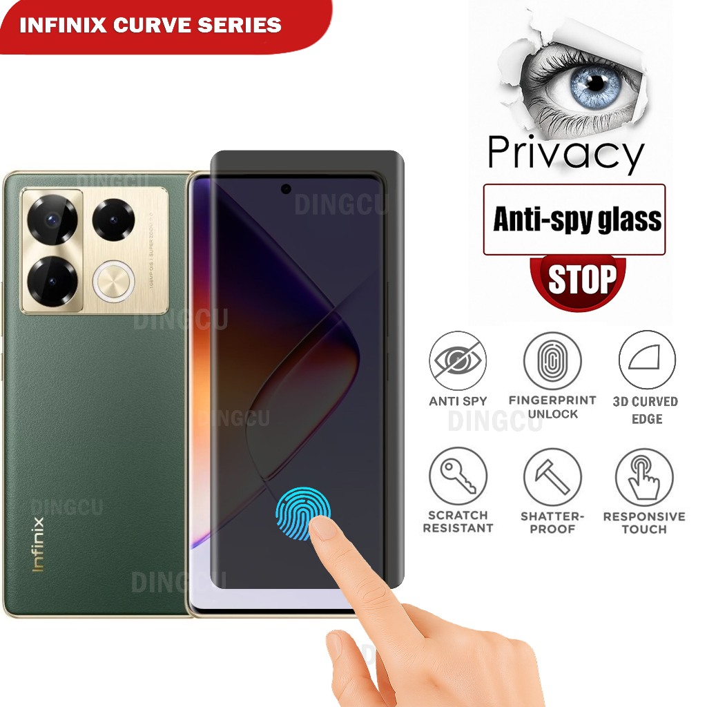 LAYAR Tempered Glass Anti Spy Fingerprint Infinix Note 40 Pro 40s 40 ...