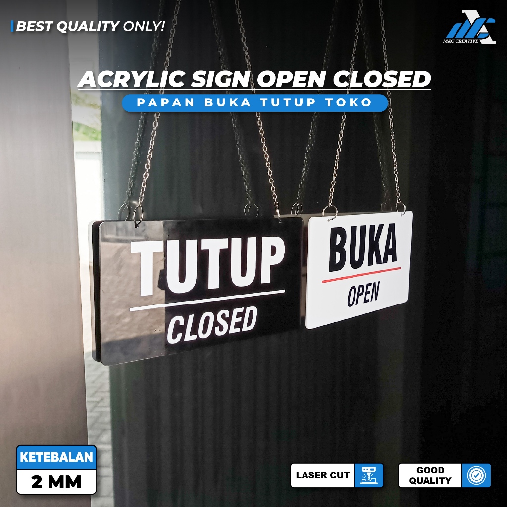 Acrylic Sign Open Closed - Open Closed Sign Board for Cafe Business ...