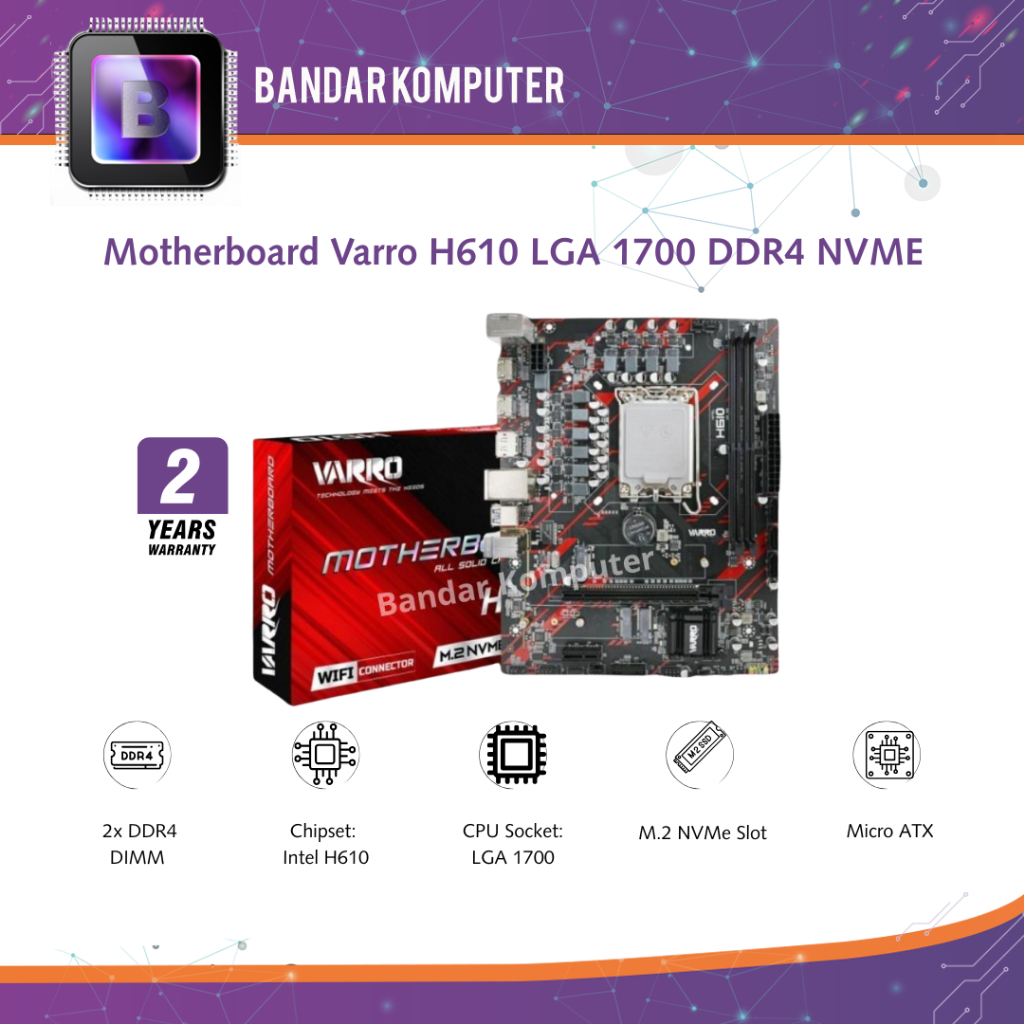 Varro H610 LGA 1700 DDR4 NVME Motherboard | Shopee Malaysia
