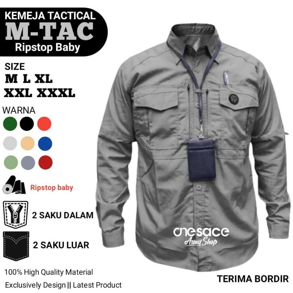 KEMEJA MTAC Men's Tactical Shirt Long Sleeve Original Baby Material ...