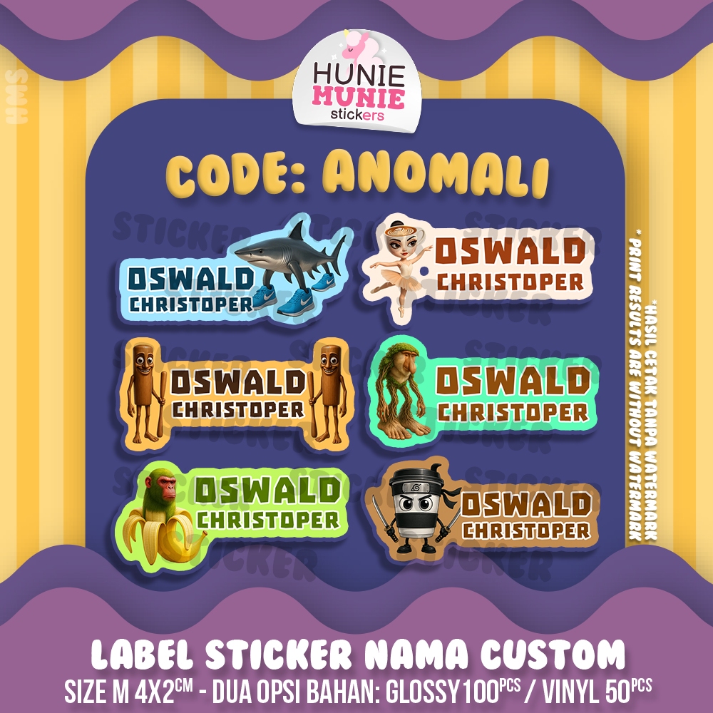 Name Label Sticker - Anomali Brainrot (100pcs) - Name Sticker Hunie ...