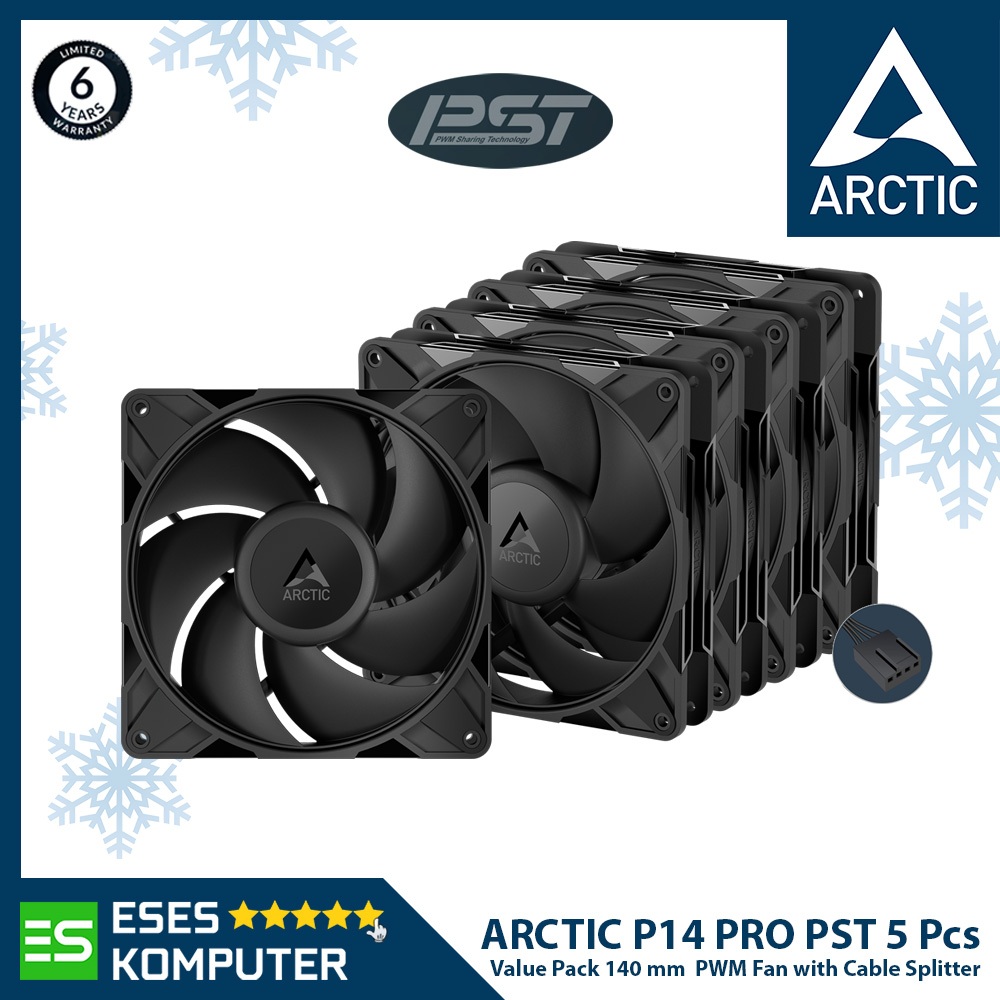ARCTIC P14 PRO PST Fan 5 Pcs Value Pack | 140mm High Speed PWM Fan Case ...