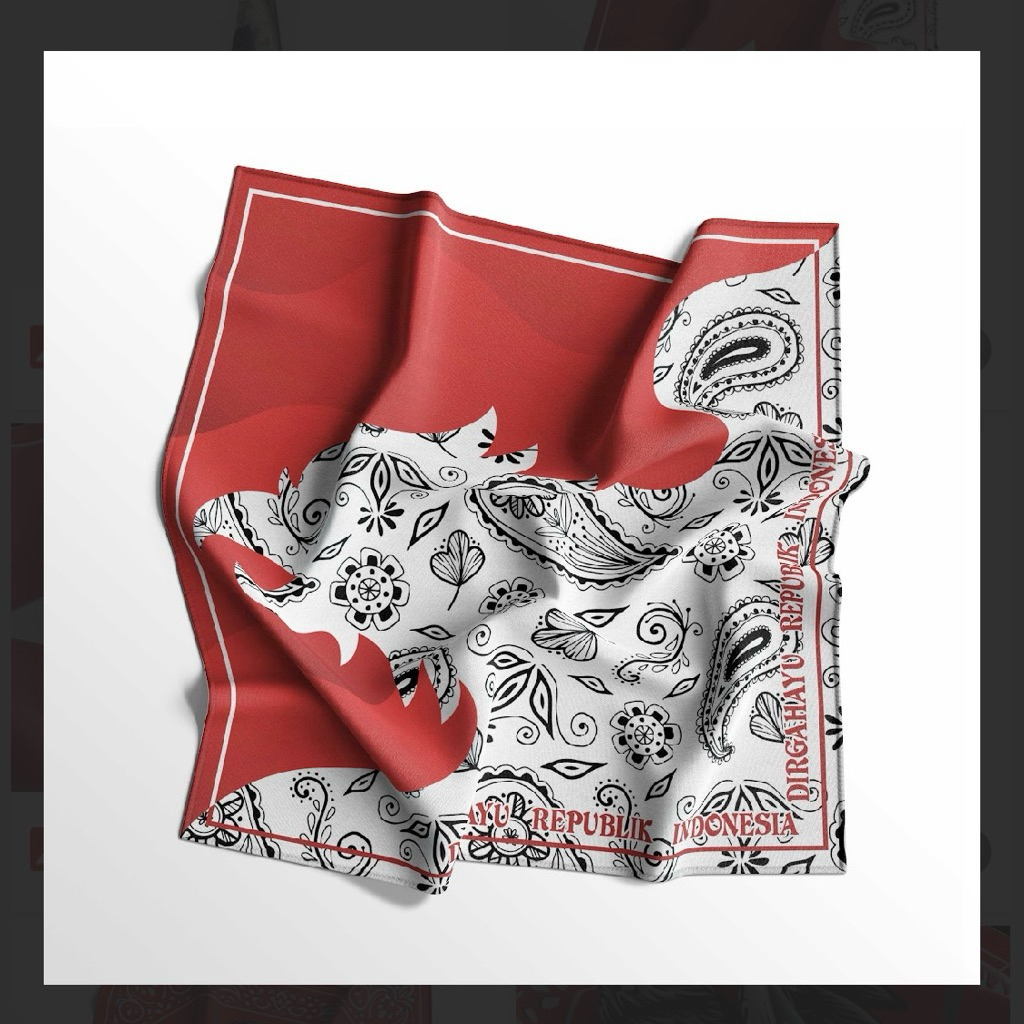 MERAH CAPITAL - paisley red and white independence bandana / garuda ...