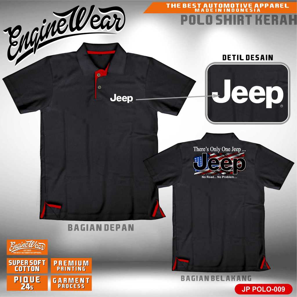 Polo shirt jeep Kaos Baju Offroad Tshirt JK kaos polo rubicon CJ7 ...