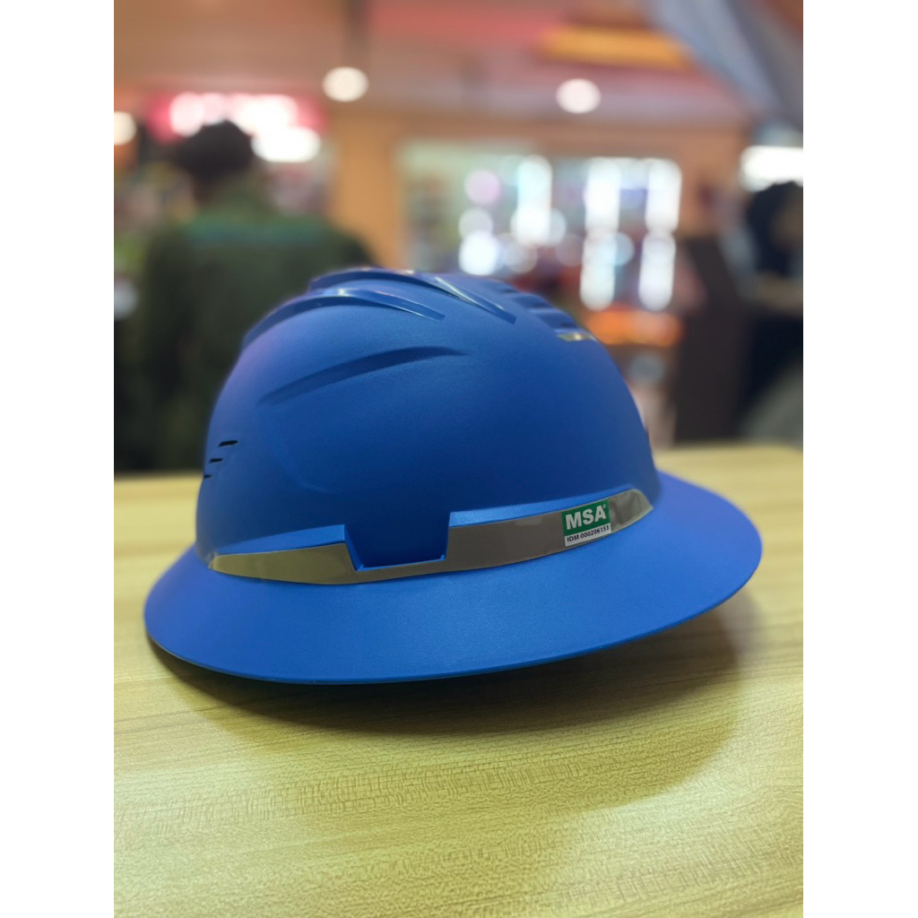 MSA Fullbrim Safety Helmet New Blue Ventilation SNI Complete Set ...