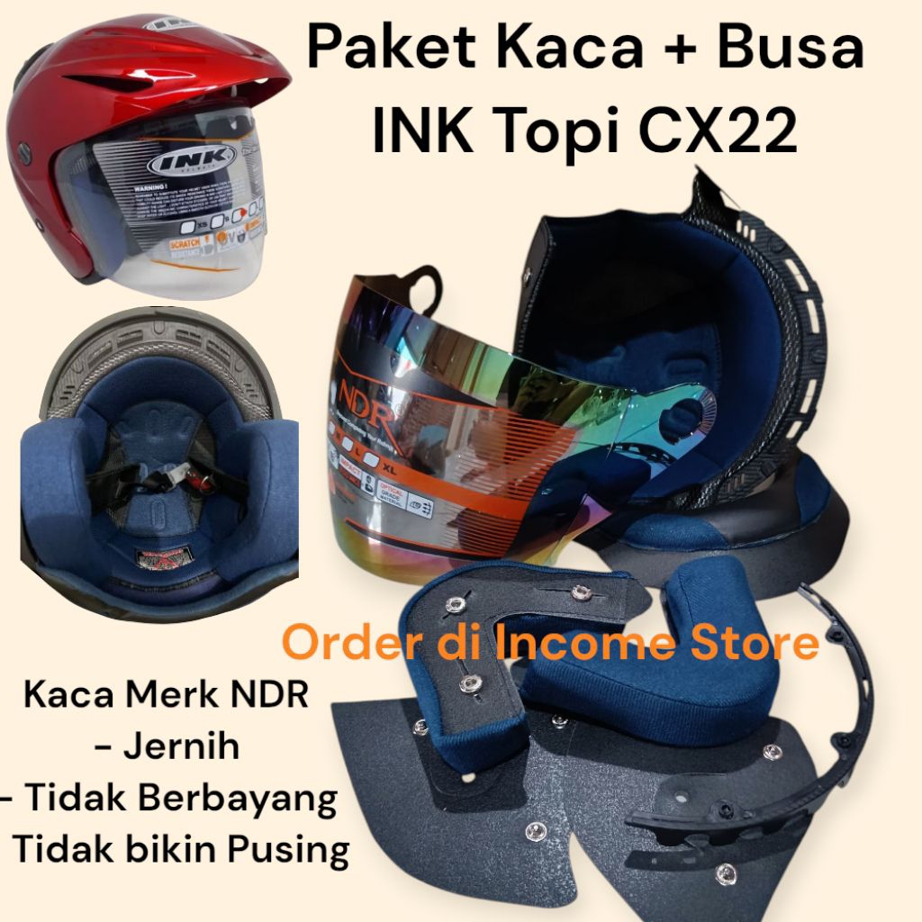 INK CX22 Visor Glass Package INK CX 22 Helmet Sponge NDR Brand Glass ...