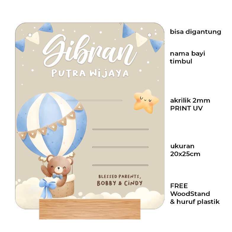 Acrylic Baby Bear Nameplate Hospital Baby Board Acrylic Announcement ...