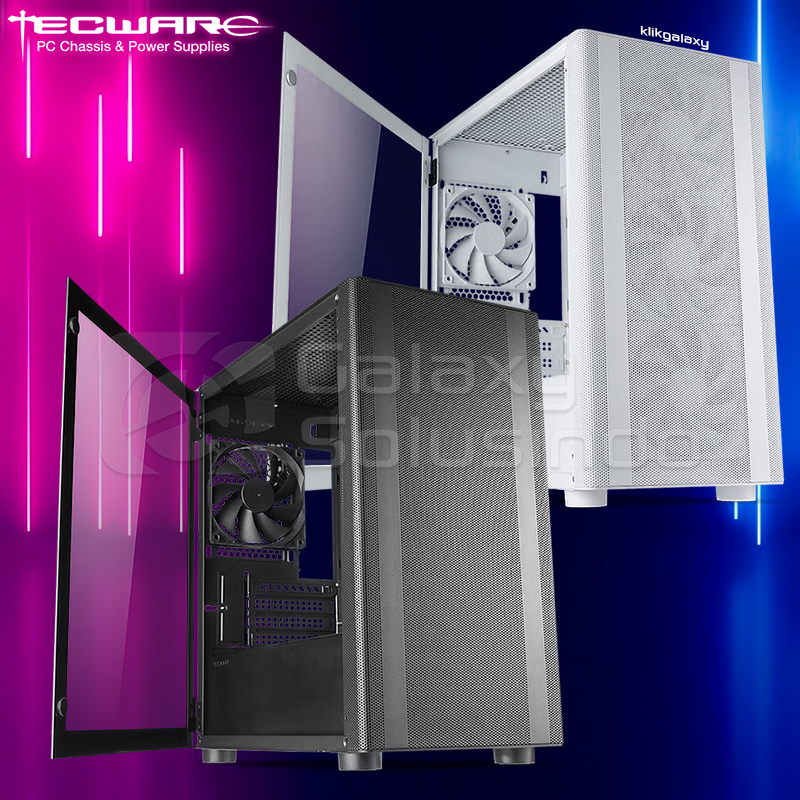 TECWARE FLATLINE MKII High Airflow Tempered Glass M- ATX Gaming Case ...