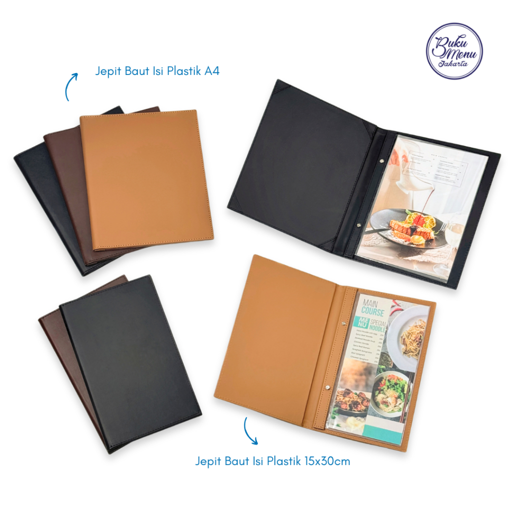 Menu Book - A4 & 15x30cm Plastic-Filled Leather Menu Book - Cafe ...