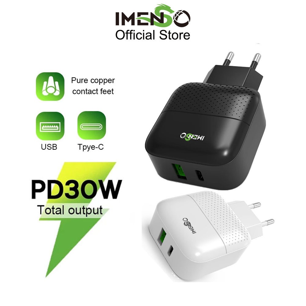 IMENSO Charger 30W Dual Port USB Type-C, Fast Charging for Android ...