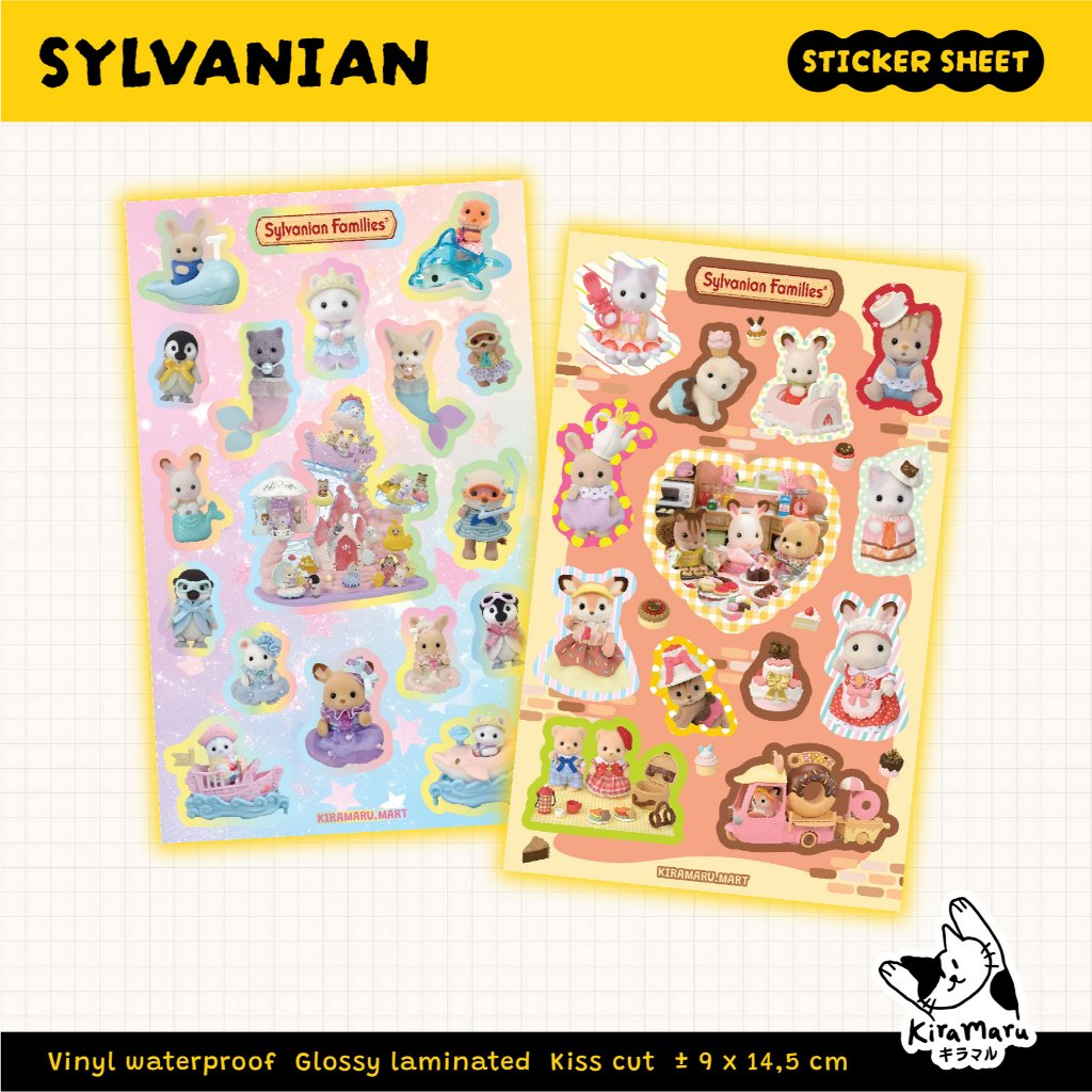 Sylvanian Families Sticker Sheet / Glossy Laminated Vinyl / Deco Japan ...