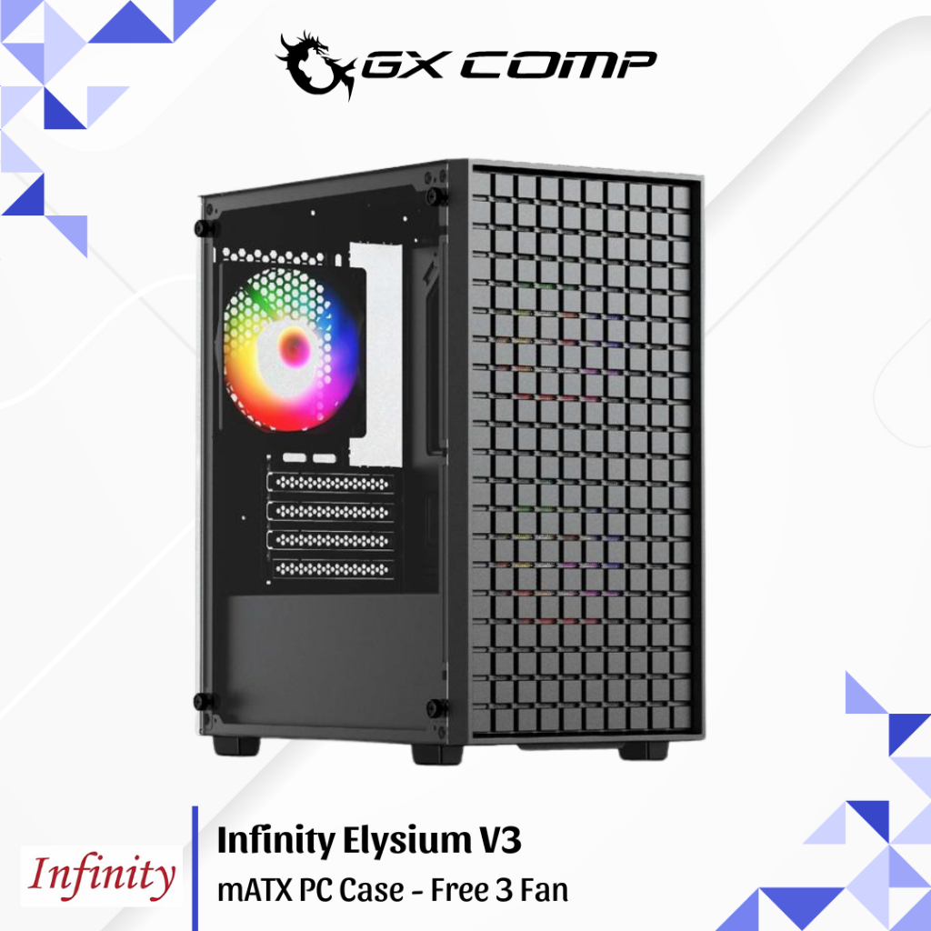 Infinity Elysium V3 | MATX Mesh | Micro ATX PC Case | Includes 3 Fans ...