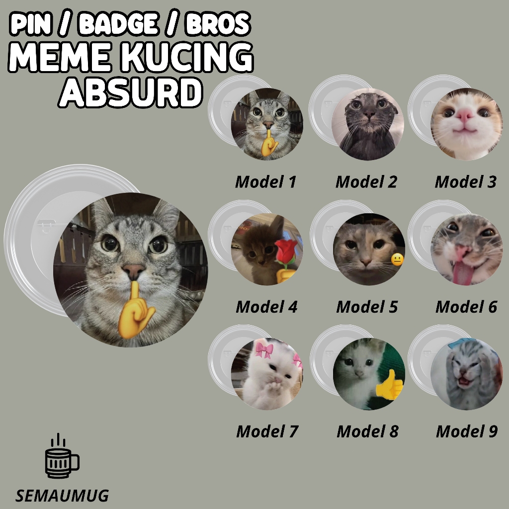 CAT MEME PIN ABSTRACT GIFT ROUND BADGE BROOCH CUTE MEME CUSTOM PRINT ...