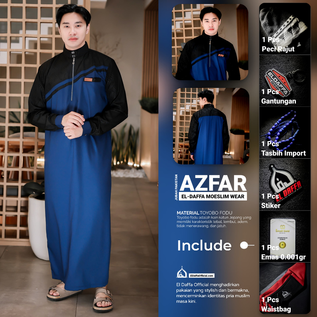 Original Azfar Men's Gamis By EL-DAFFA - Latest Men's Robe Gamis - Men ...