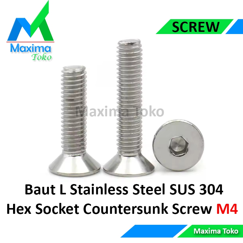 JF L M4 Stainless Steel 304 Countersunk M4x12 M4x20 Hex Socket Screw M4 ...