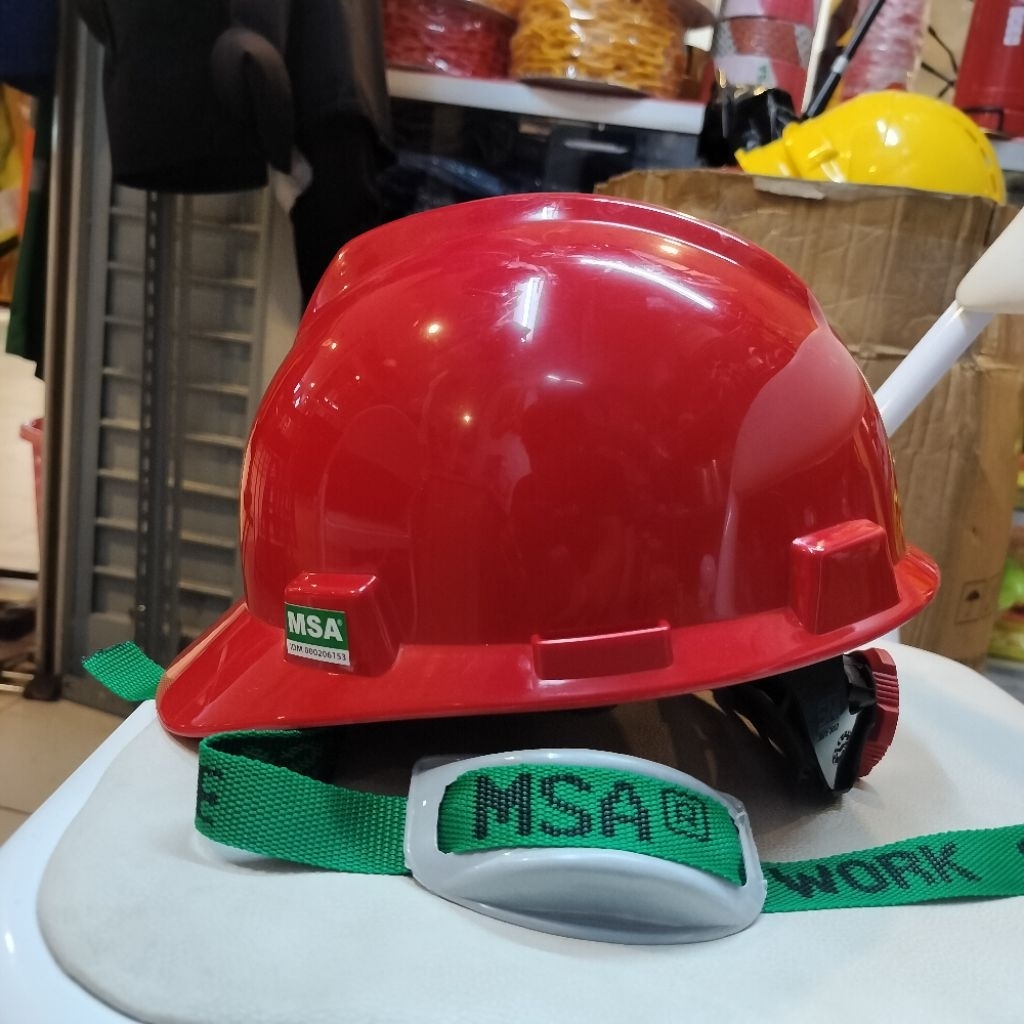 MERAH Red Fullset MSA Safety Helmet/ Inner Fastrak MSA Project Safety ...
