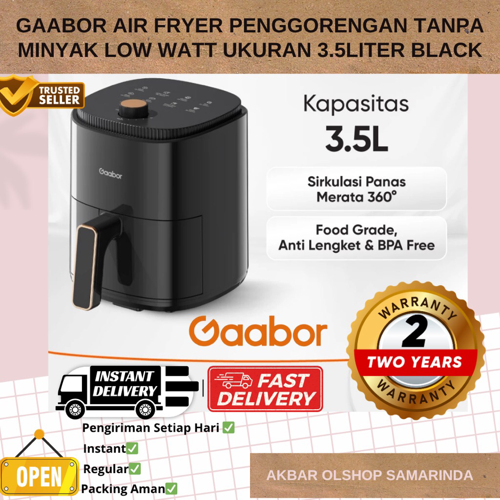 Gaabor Air Fryer 3.5 Liter Black Low watt Oil-Free Fryer | Shopee Malaysia