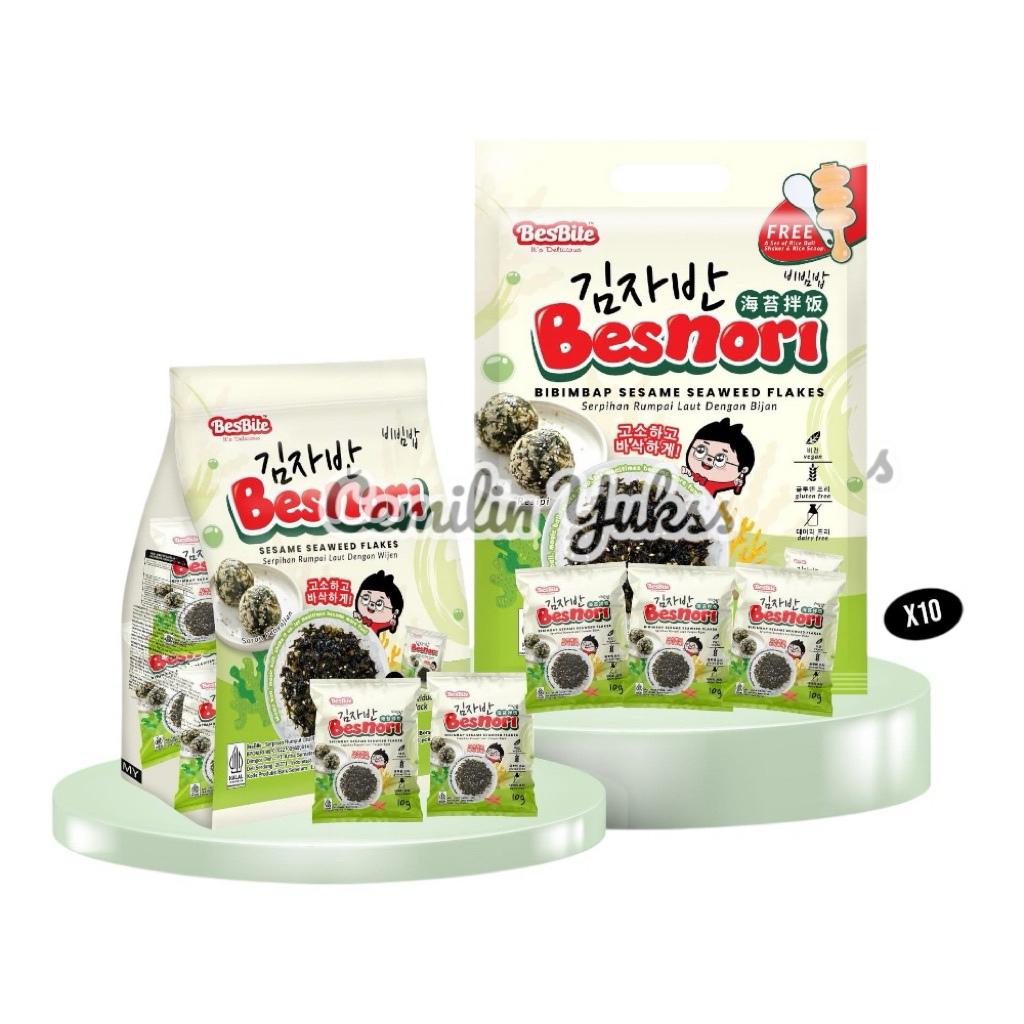 Besbite Besnori Sesame Seaweed Flakes 50g (5 x 10g) Korean Nori Sesame ...