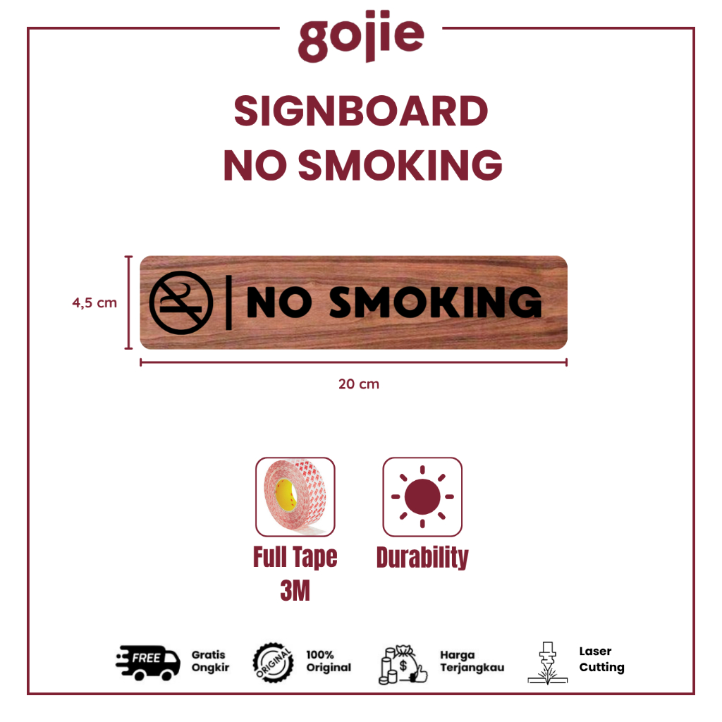 UNIQUE WOODEN NO SMOKING SIGN BOARD | SIGNAGE WOOD PATTERN FULL TAPE 3m ...