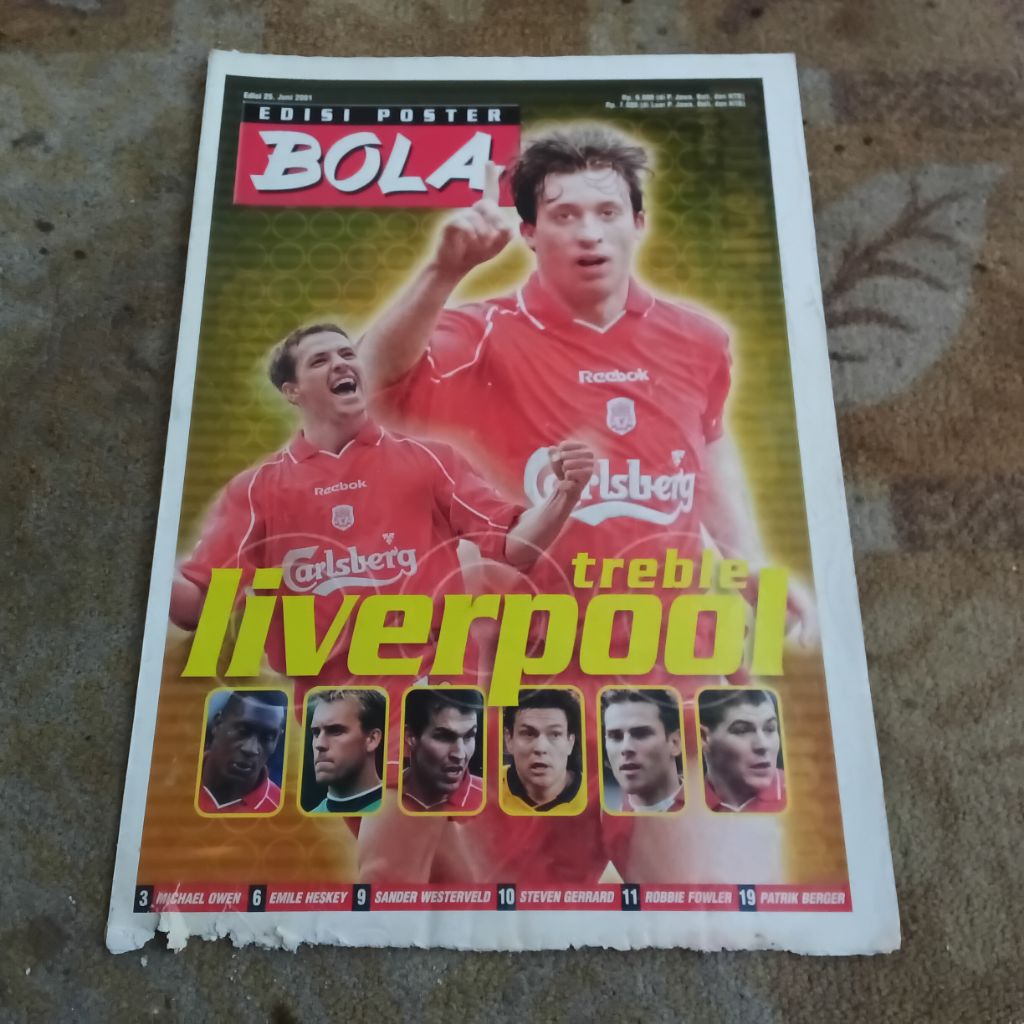Tabloid Football Magazine Poster Edition BEP 25 June 2001 treble ...