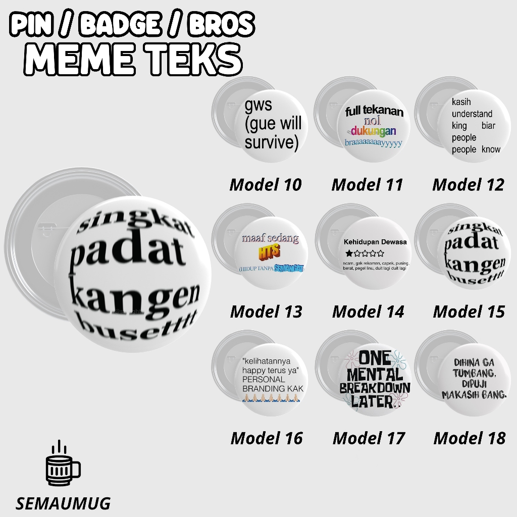 CUTE TEXT MEME PIN GIFT ROUND BADGE BROOCH CUTE MEME CUSTOM PRINT ...