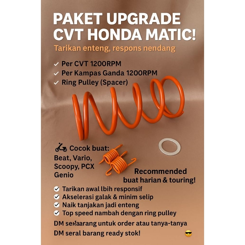 CVT PER AND DOUBLE PER 1200RPM PLUS RING PULLY HONDA MATIC | Shopee ...