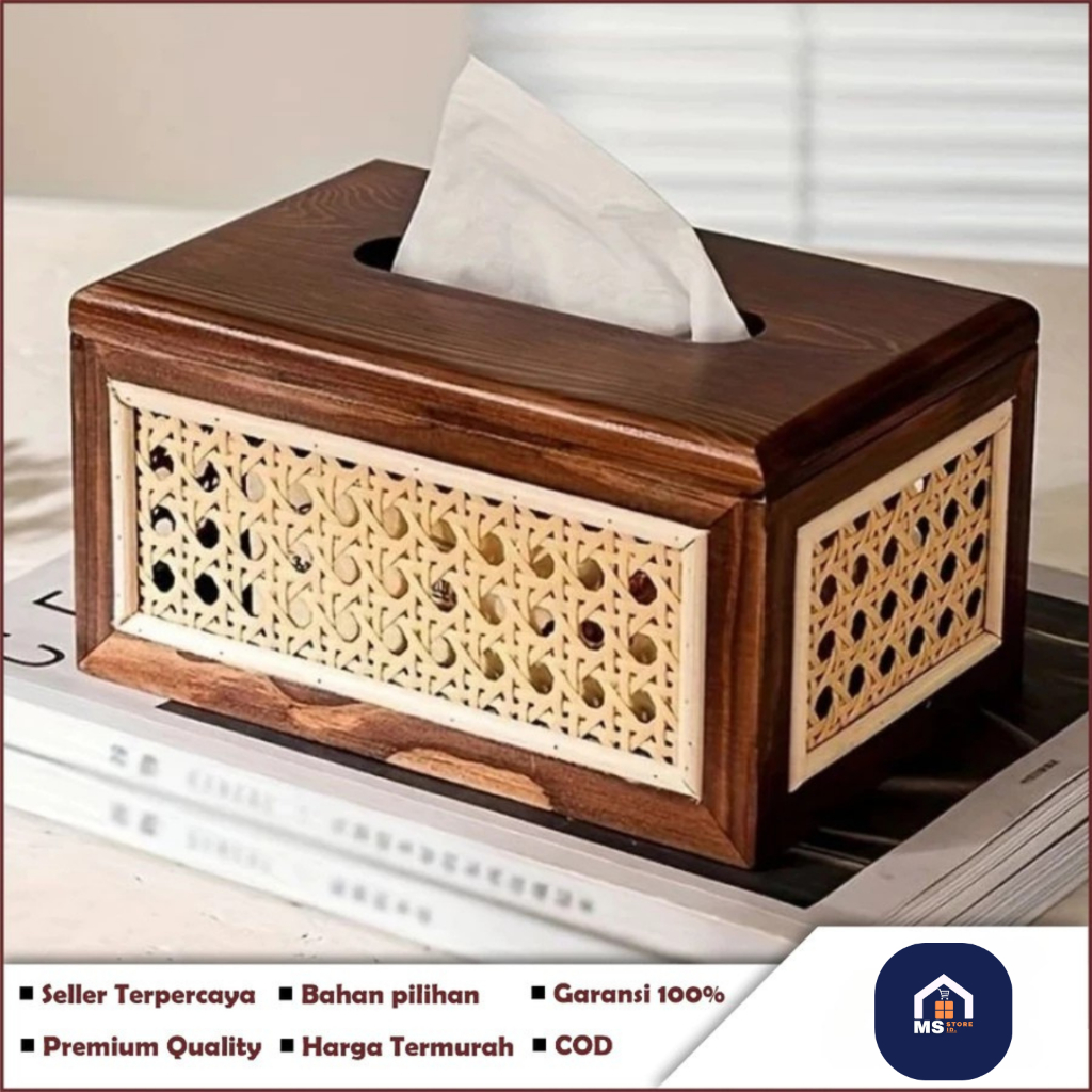 EXPORT Woven Teak Wood Aesthetic Tissue Box // Rattan Aesthetic Tissue ...