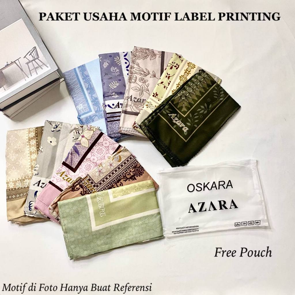 OSKARA HIJAB PACKAGE MOTIF POUCH LABEL PRINTER CUT AZARA SUPERFASHION ...