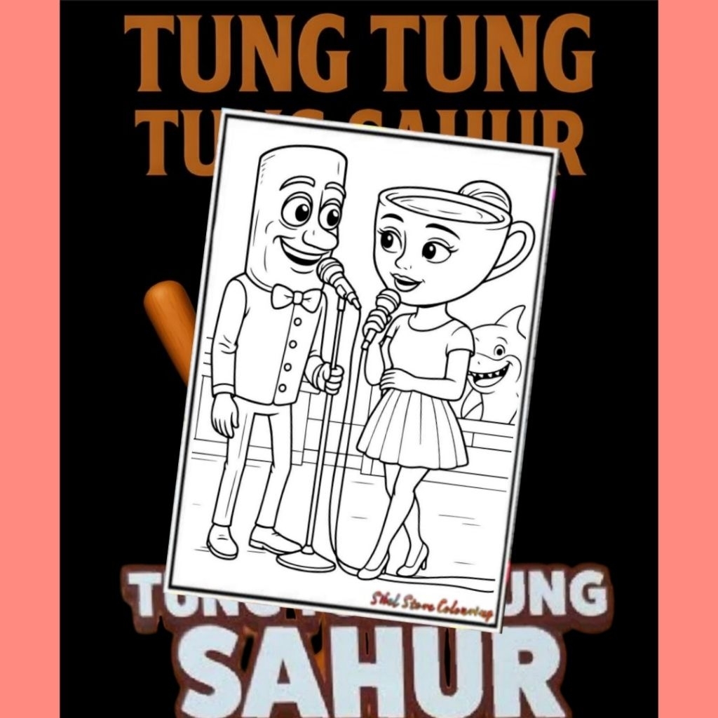 Tung Tung Sahur Collection V1 Theme Coloring Paper contains 13 Sheets ...