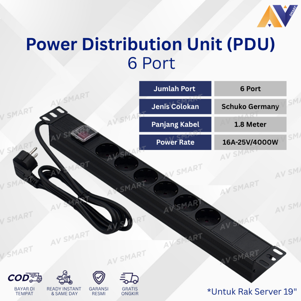 Power Distribution Unit PDU 6 Port Rackmount Server Non Surge ...