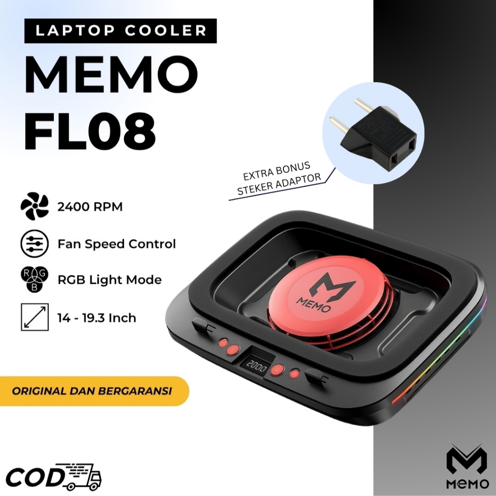Memo FL08 laptop cooling fan with 2400RPM turbo compressed air Cooler ...
