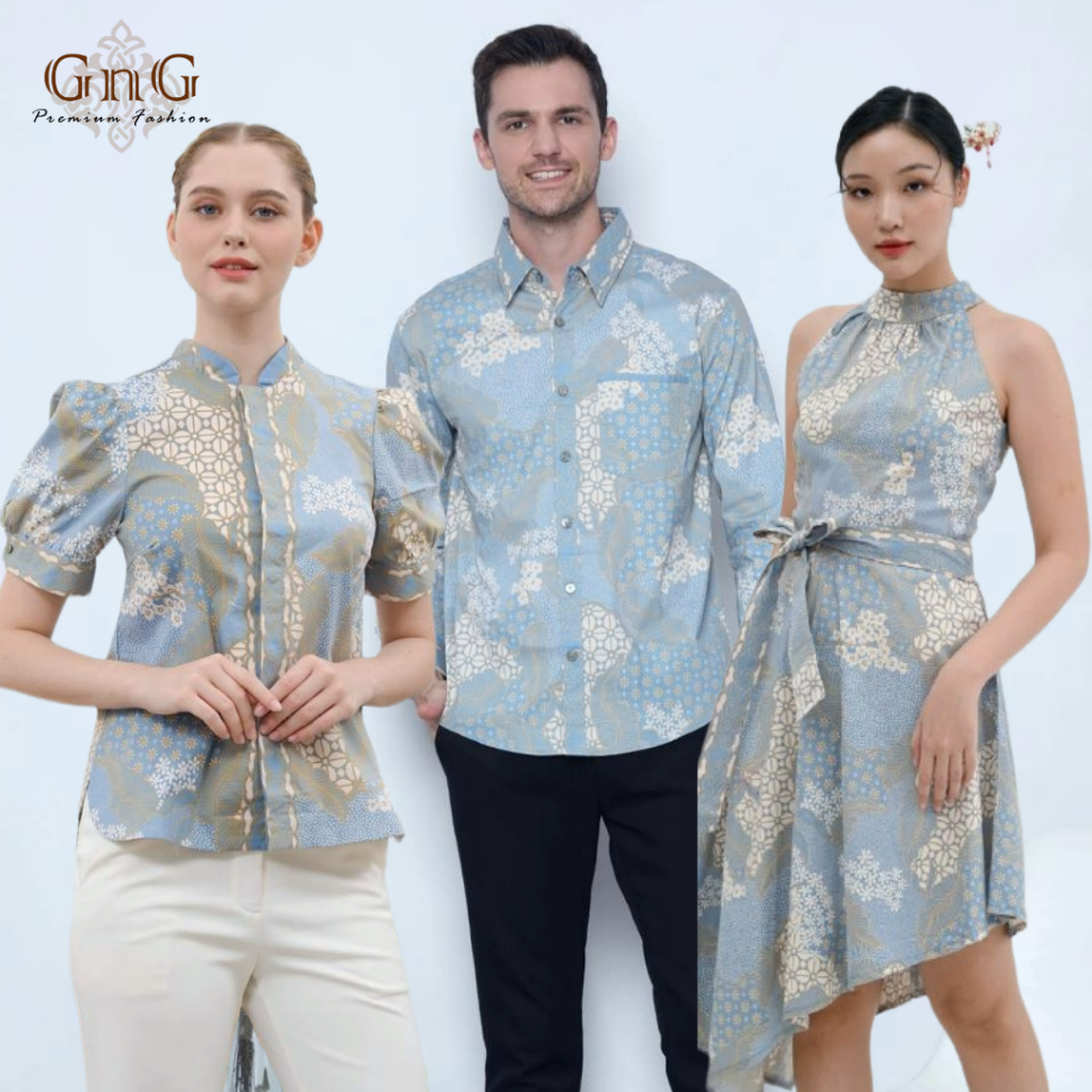 ICE BLUE SERIES Batik Dress/ Batik Uniform Batik Couple Batik/ Couple ...