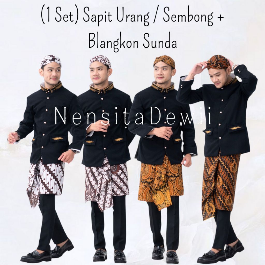 [1 SET] Sembong / Sapit Urang + Sundanese Blangkon | White & Brown ...