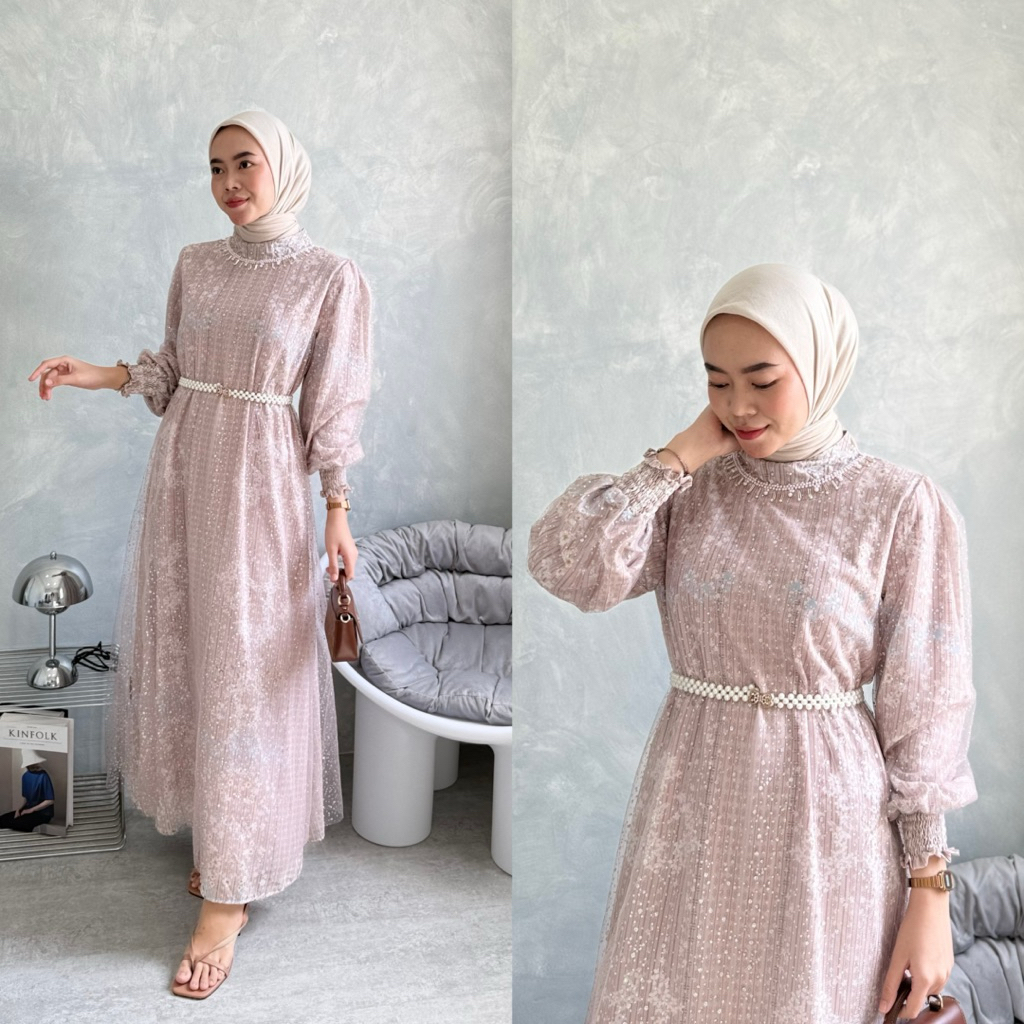Fatunhijabs - Aureen Dress Made of Ceruty Mix Tille Glitter Women's ...