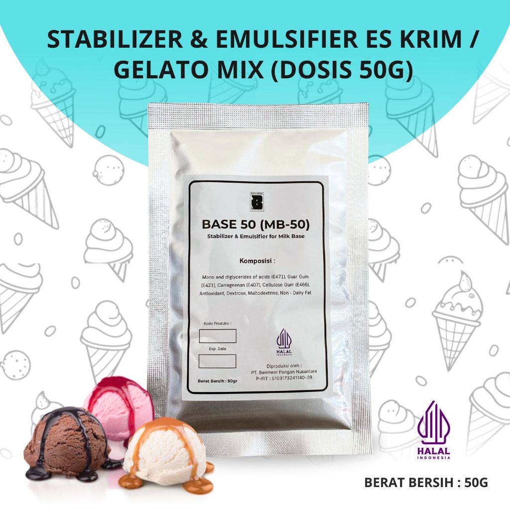 Base 50 (stablishizer+emulsifier) for gelato and Halal ice cream ...