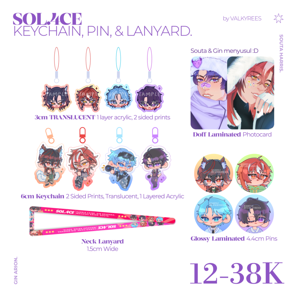 SOL.4CE Phonestrap Keychain Pin Sticker & Lanyard | Gin Harris Souta Arion AKA Virtual Vtuber ...